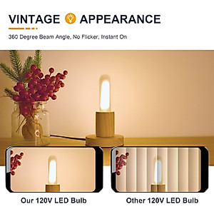 T10 LED Frosted Bulb- Dimmable E26 LED Tube Bulbs 40W Equivalent- 2700K Soft Warm- 4W Vintage Tubular Edison Light Bulbs for Chandelier, Cabinet, Desk/Piano Lamp, Mason Jars, Bathroom Vanity- 3 Count