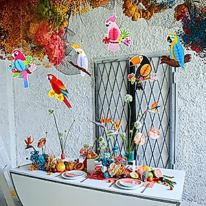KESOTE 6 Pieces Hawaiian Tropical Parrot Bird Honeycomb Hanging Party Decorations, Summer Tiki Bar Party Decor, Rainforest Decorations Garden Yard Room Decor