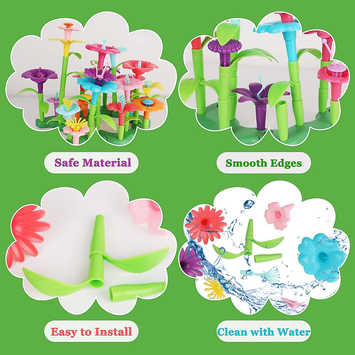 Abellzos Toys for 3 4 5 6 7 Year Old,Flower Garden Building Toys for Girls, Educational Learning STEM Activities Toys, Birthday Gift for Preschool Kids & Toddlers (133PCS)