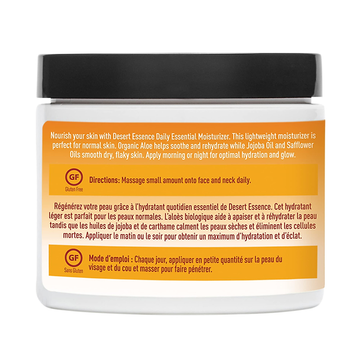 Desert Essence Daily Essential Moisturizer - Nourishing Jojoba, Organic Aloe Vera, Safflower & Geranium Oil - Light-Weight Soothing, Softening Facial Cream - Vegan, Non-GMO, Sulfate & SLS Free - 4oz