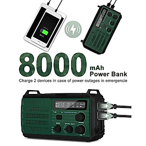 Emergency Radio, 29600mWh Hand Crank Radio, AM FM NOAA Weather Alert Radio, Solar Radio, 3-Mode Flashlight, Reading Lamp, SOS Alarm, Phone Charger for Hurricane and Emergency