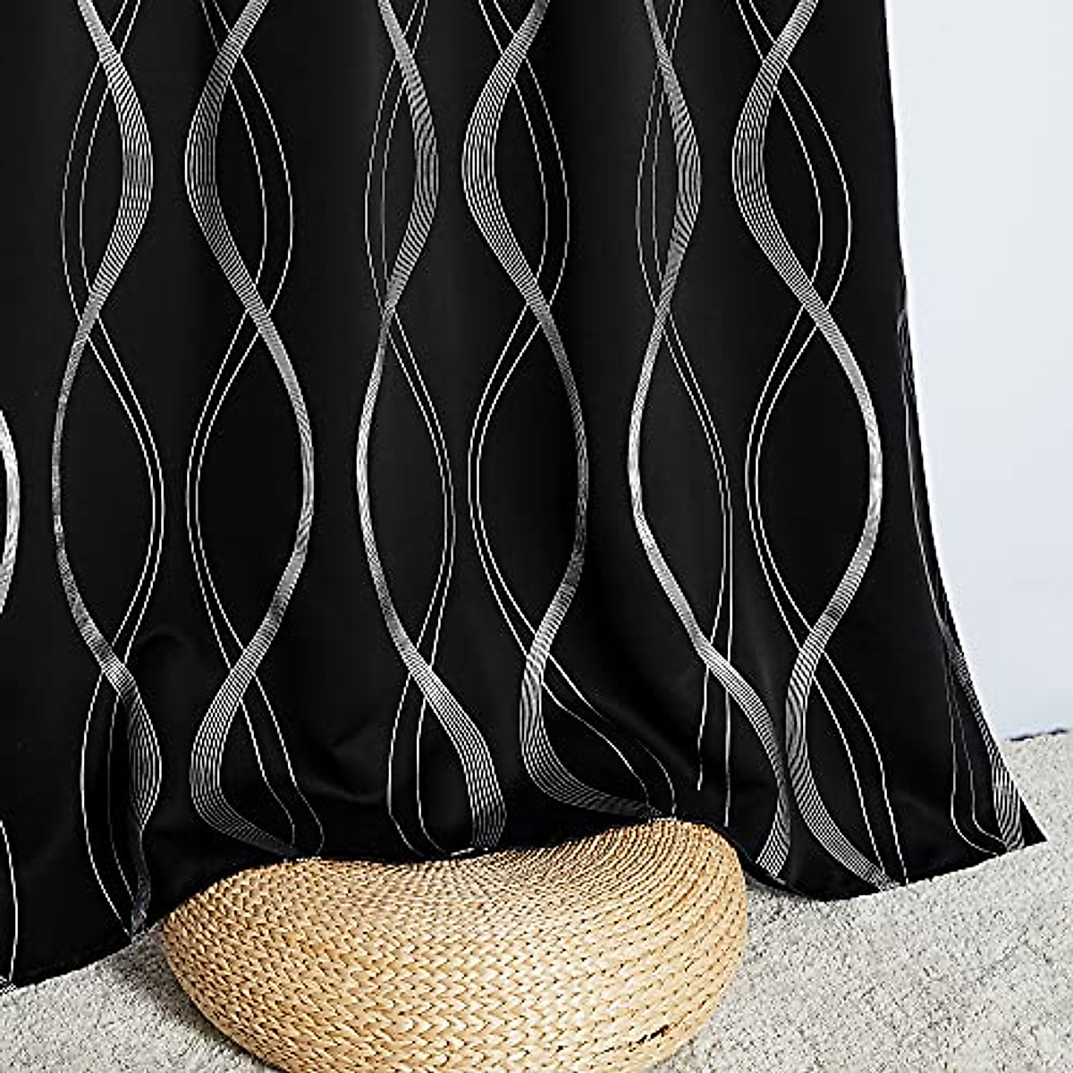 NICETOWN Blackout Curtain Panels 84 inches - Light Reducing Thermal Insulated Solid Grommet Blackout Curtains/Panels/Drapes for Living Room/Nursery/Kids Room (Set of 2, 52 inches by 84 Inch, Black)