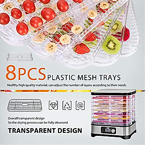 VIVOHOME Electric 400W 8 Trays Food Dehydrator Machine with Digital Timer and Temperature Control for Fruit Vegetable Meat Beef Jerky Maker BPA Free