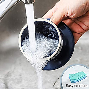 KOOV Porcelain Butter Crock, French Butter Dish, Ceramic Butter Keeper for Counter, Big Capacity, Irregular Striped Series (Aegean)