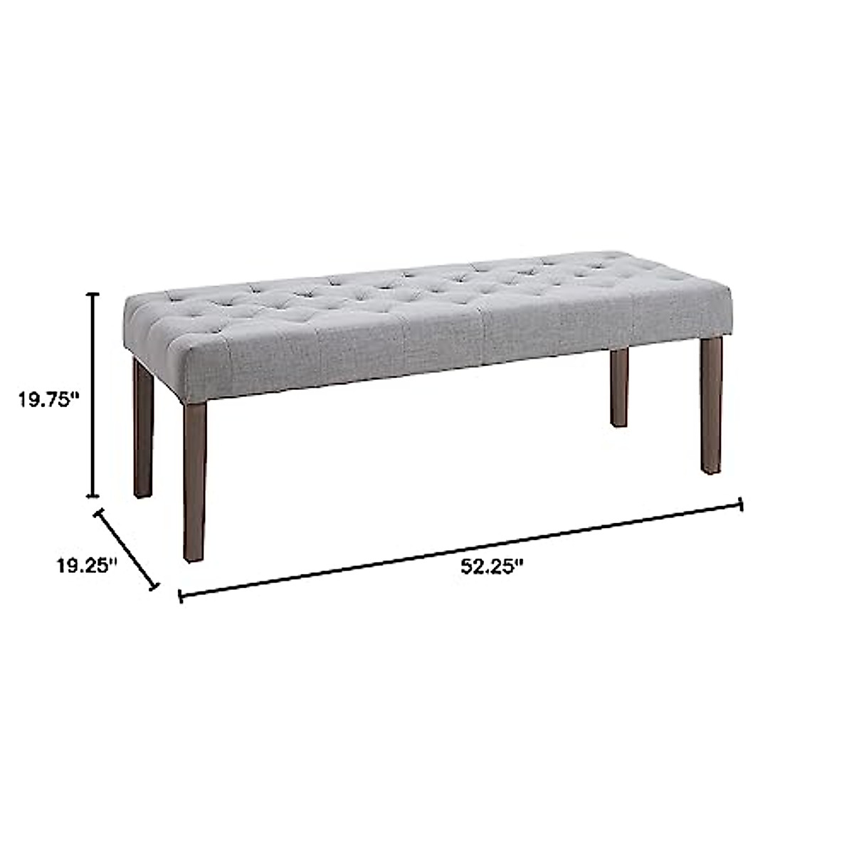 HOMCOM Simple Tufted Upholstered Ottoman Accent Bench with Soft Comfortable Cushion & Fashionable Modern Design, Grey
