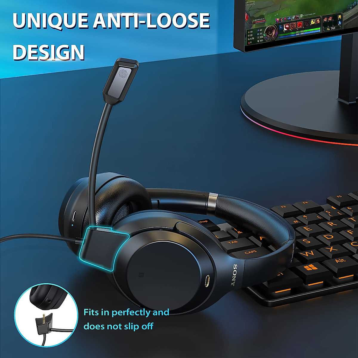 FULAIM Boom Microphone Cable Compatible with Sony WH-1000XM4 & WH-1000XM3 Headphones with Volume Control & Mute Switch for PC, Laptop, PS4 PS5 Xbox One Controller (Renewed)