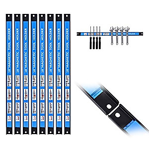 Magnetic Tool Holder 18 Inch 8 Pack Heavy Duty Magnet Tool Bar Strip Rack Wall Mount Blue
