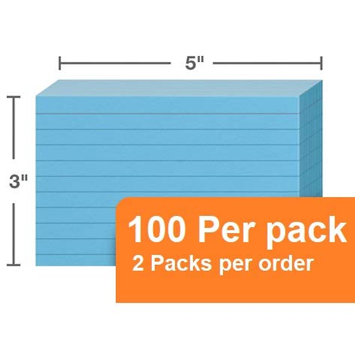 1InTheOffice Blue Index Cards 3x5 Ruled, Ruled Index Cards 3x5, Blue, 200/Cards