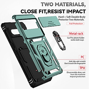 ALYBIT Compatible with Google Pixel 7 Pro Case with Screen Protector & Slide Camera Cover Built-in Ring Kickstand Magnetic Heavy Duty Rugged Shockproof Protective Google Pixel 7 Pro Phone Case -Green