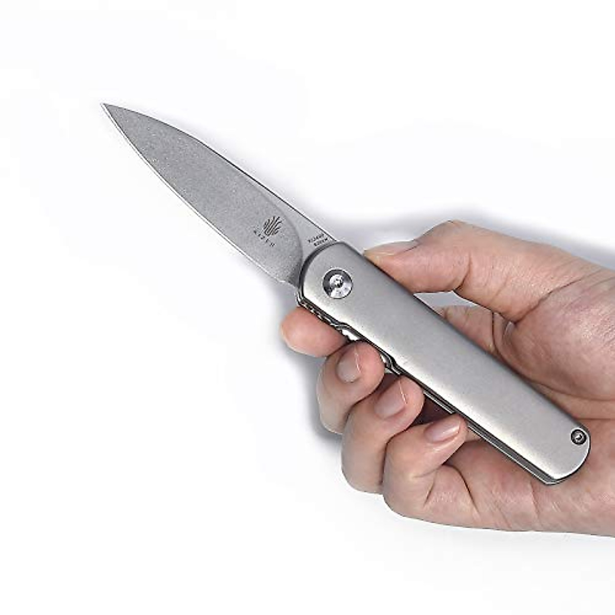 Kizer Cutlery Folding Pocket Knife Front Flipper Drop Point Blade Titanium Handles Tactical Knife, Justin Lundquist Feist Ki3499