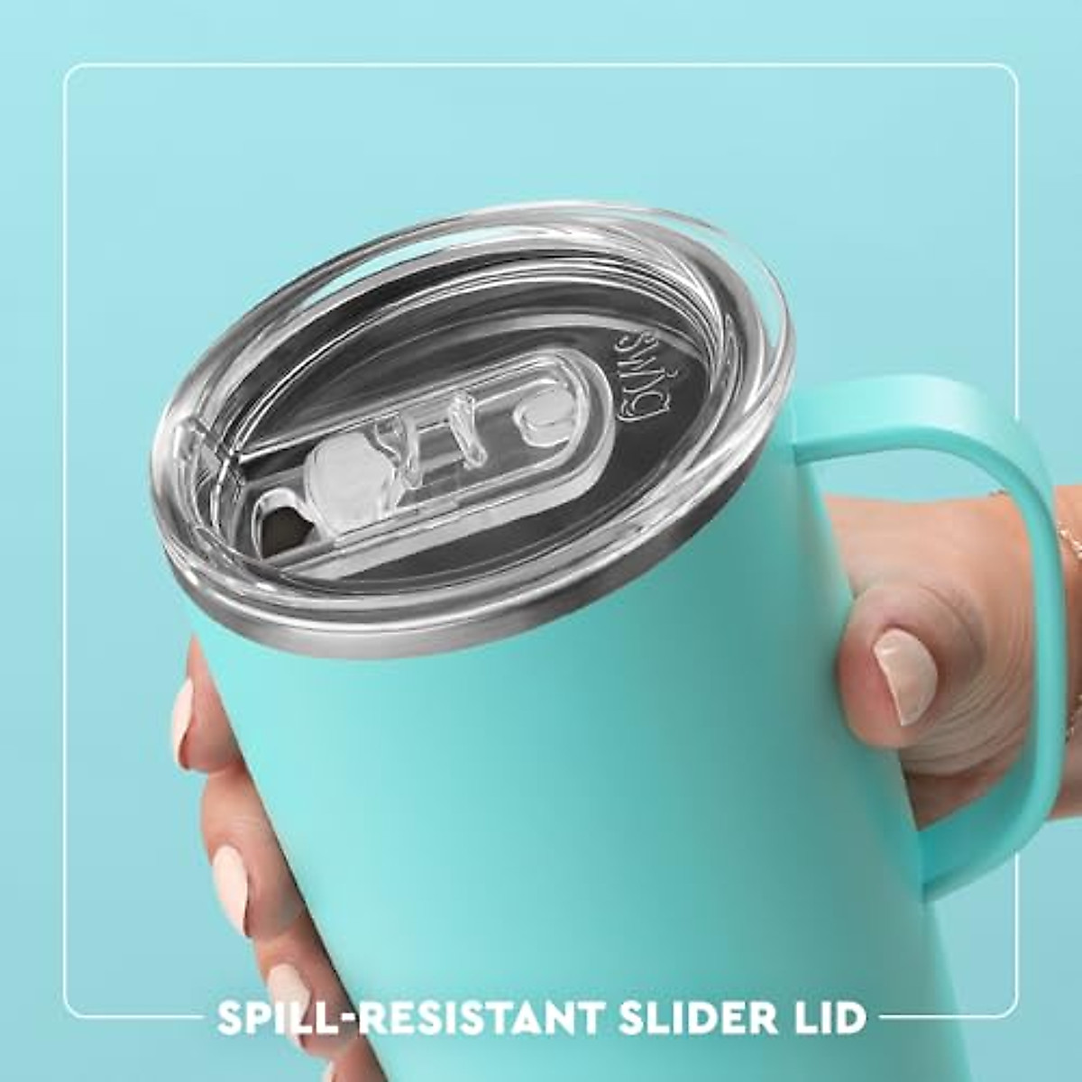 Swig Life 22oz Travel Mug, Insulated Tumbler with Handle and Lid, Cup Holder Friendly, Dishwasher Safe, Stainless Steel, Travel Coffee Cup, Insulated Mug with Lid (Bella Rosa)