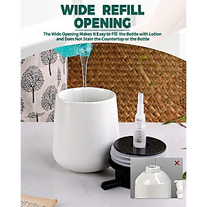 Bosilunlife Liquid Soap Dispenser - 12Oz Lotion Dispenser with Pump Matte White Ceramic Soap Dispenser Bathroom Dish Hand Soap Dispenser for Kitchen Pump Dispenser