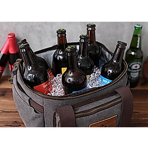 Personalized Cooler Bag, Groomsmen Gift Cooler, Insulated Double Compartment Lunch Cooler Bag, Reusable Lunch Box for Office Work Picnic Beach, Grey