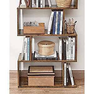 VASAGLE Bookcase, 5-Tier Bookshelf, Display Shelf and Room Divider, Freestanding Decorative Storage Shelving, Rustic Brown ULBC62BX