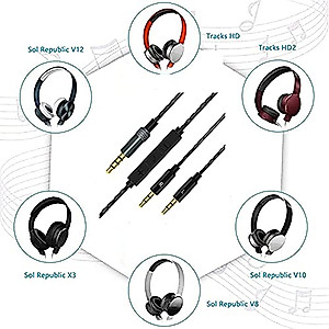 Saipomor Sol Republic V10 Audio Cable with Remote Volume and Mic for Sol Republic Master Tracks HD HD2 Sol Republic V8 V12 X3 Headphones (Black)