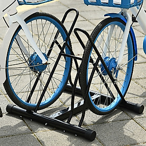 Soozier Bike Rack Floor Stand, 2 Bike Direction Adjustable Bicycle Park for Garage, Free Standing Storage