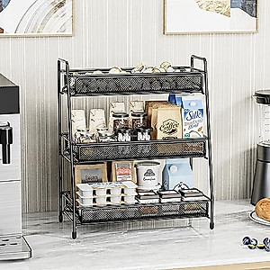 EKNITEY Bathroom Countertop Organizer Rack - 3 Tier Counter Spice Rack Metal Makeup Rack Small Perfume Vanity Organizer for Sink/Bedroom/Living room/Kitchen/Office