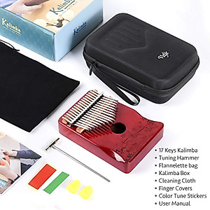 Velje 17 Keys Thumb Piano with Waterproof Protective Box, Portable Mahogany Kalimba with Hand-Rest Design, Perfect Gifts for Kids, Adult/Beginners