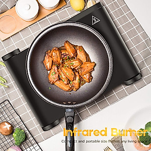 Cusimax Portable Electric Stove, 1200W Infrared Single Burner Heat-up In Seconds, 7 Inch Ceramic Glass Single Hot Plate Cooktop for Dorm Office Home Camp, Compatible w/All Cookware - Upgraded Version