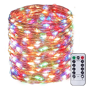 Fairy Lights Plug in with Remote and Timer, 200 LED Waterproof String Lights Indoor Outdoor Twinkle Lights Plug in, Upgraded 8 Modes Twinkle String Lights for Room Wedding Xmas Party (Multi-Colored)