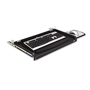 3M Adjustable Under-Desk Keyboard Drawer, Three Height Settings, Wide Tray with Gel Wrist Rest Accomodates Most Keyboards, Slide Out Mouse Platform with Precise Mouse Pad, Black (KD45)