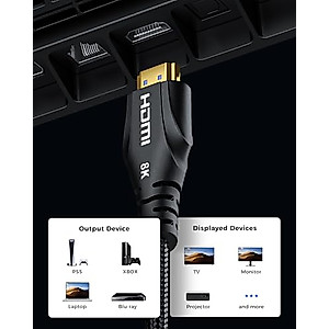 Cratree HDMI Cables 15FT Long - 8K Ultra High Speed HDMI Cable,48Gbps HDMI Braided Cord,8K 60hz,4K 120hz,eARC,HDCP 2.2&2.3 - Compatible for HDTV/PS5/Xbox