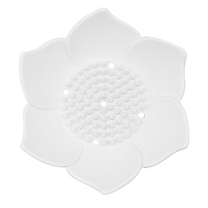 Dohia Soap Dishes with Draining Lotus Shower Steamer Tray Silicone Bathroom Soap Tray with Drain Non-Slip Soap Holder Floral Shaped Soap Saver D1-LHXZH (White)