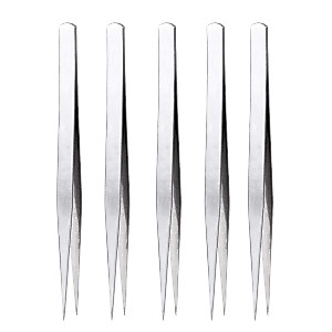 Artibetter 10PC Pointed Stainless Steel Tip Straight Tweezers,Fine Angled Removal for Profissional Grafting Eyelash Extension False Eyelash Nail Art Electionics Medical