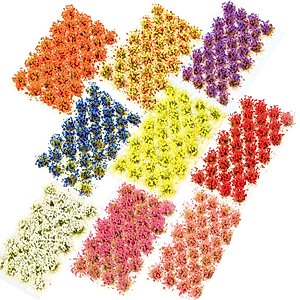 288 Pcs Static Grass Tuft Flower Cluster Vegetation Groups Self Adhesive Artificial Model Grass Tufts DIY Miniature Colorful Flower Cluster for Terrain Railway Scenery Table Landscape (Spring Style)