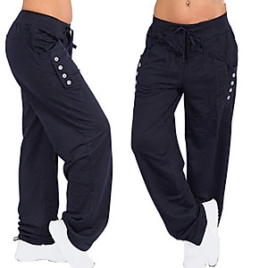 Women's Baggy Sweatpants Casual Size Elastic Waistband Cinch Bottom Joggers Pants Active Long Trousers with Pockets