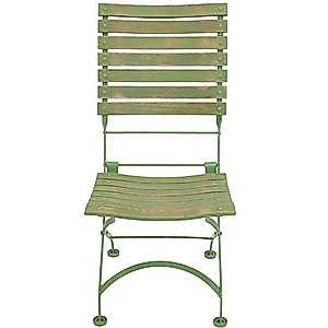 Sunnydaze Cafe Couleur European Chestnut Wooden Folding Bistro Chair - Portable, Compact Side Chair - Indoor or Outdoor Use - Patio, Deck, Balcony, Camping and Spare Seating - Green - Set of 2
