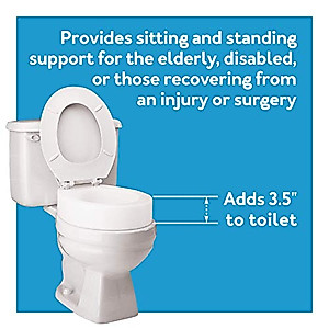 Carex Toilet Seat Riser, Elongated Raised Toilet Seat Adds 3.5 inches to Toilet Height, for Assistance Bending or Sitting, 300 Pound Weight Capacity Toilet Riser
