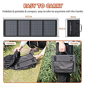 Apowking 40W Portable Solar Panels, Foldable Solar Panel Charger for 100-300W Portable Power Station, with Adjustable Kickstands, DC 12-15V Output, USB 3.0 Port for Camping Van RV Trip