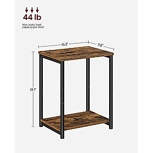 VASAGLE Side Table, Small End Table, Nightstand for Living Room, Bedroom, Office, Bathroom, Rustic Brown and Black ULET271B01, 5.7 " L X 11.8 " W X 19.7 " H