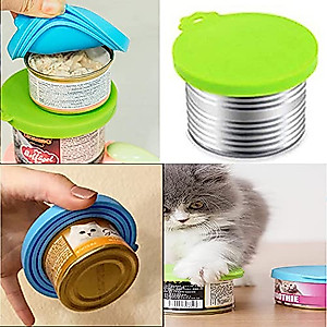 Muluo 5 Pieces Food Can Lids, 3 Pcs Pet Can Covers, 2 Food Spoon Fits All Standard Size Dog and Cat Can Tops