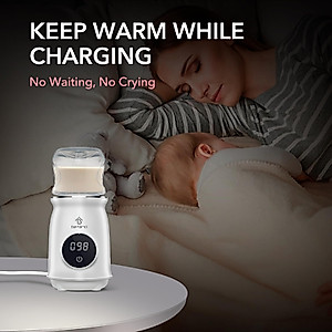 Bottle Warmer, Befano Baby Bottle Warmer Portable Bottle Warmer for Breastmilk or Baby Formula Travel Bottle Warmer with Digital Display & Accurate (Portable Bottle Warmer)