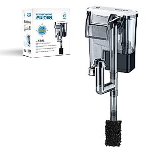 LAQUAL 5-10 Gallon Aquarium Filter with Surface Skimmer, Small Quiet Fish Tank Filter, 3-Layer Filtration & Adjustable Water Flow, Waterfall Design for Increasing Oxygen, Hang on Back Filter