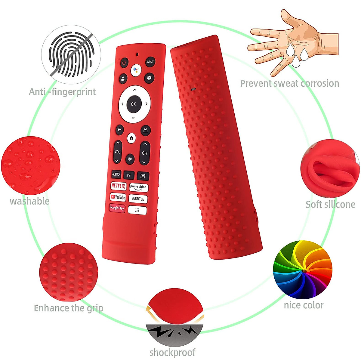 Silicone Case for Hisense Voice Remote ERF3A90 Fit for Hisense U7G U9G U8 Series 4K ULED Remote Silicone Cover(Red)