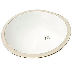 MSI 17 inch x 14 inch Oval Porcelain Ceramic Undermount Bathroom Vanity Vessel Sink, White