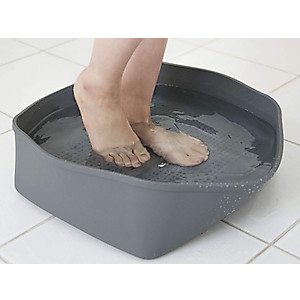 Diaya Showerbath Gray - Silicone shower bath | shower footbath | foldable foot bath | bashin | tub | foot wash soaking massage | feet clean odor | showerfootbath | standing type | hot water savings