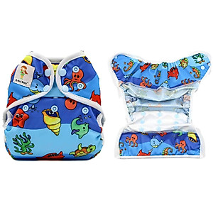 KaWaii Baby Happy Leak-Free Cloth Diaper Covers, Double Waterproof Layer Adjustable Reusable Diaper Cover Baby Boys 8-36 pounds, Pack of 6