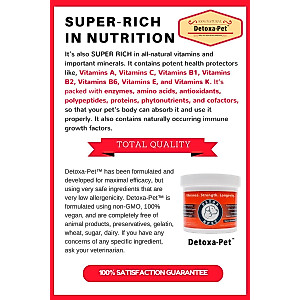 DETOXA-PET Powder, Powerful Nutritional Supplement for Pets, Works Wonders! Dog & Cat Detox, Liver Detox for Dogs, Cats,10 Bill CFU Probiotics, Enzymes, Herbs, Vitamins, Minerals, Immediate Benefits!