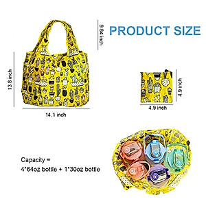 THVALUE Reusable Tote Bag Foldable Shopping Grocery Bags, Washable Durable Shopping Bags Eco-Friendly Ripstop Nylon Tote Bags Waterproof & Lightweight, 6 Pack