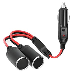1 to 2 Car Cigarette Lighter Splitter Adapter, 12V 24V Plug Socket 2-Way Splitter Y Adapter, 5.9" Cigarette Lighter Extension Cord with 15A Fuse, Auto Power Charger Port for All Cars