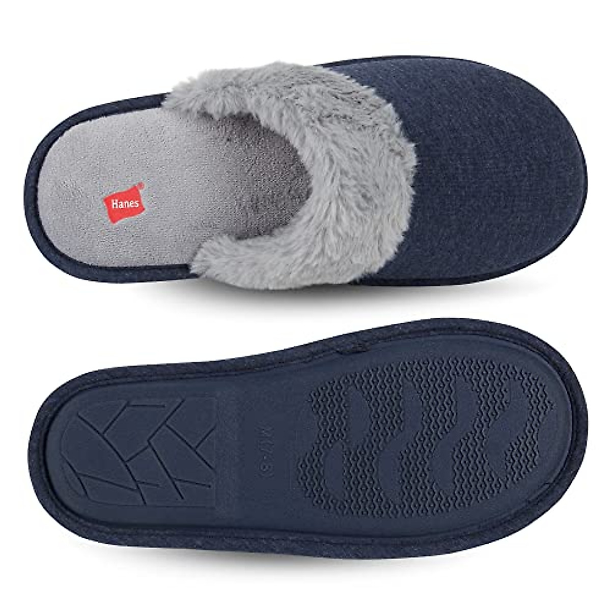 Hanes womens Superior Comfort Cotton on Scuff With Memory Foam and Anti-skid Sole Slipper, Navy, Medium US