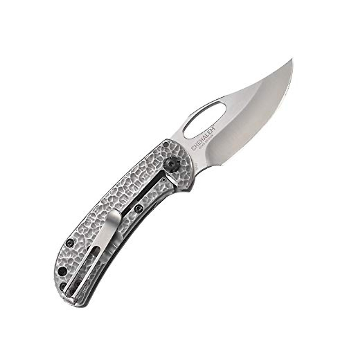 CRKT Chehalem EDC Folding Pocket Knife: Everyday Carry, Clip Point Plain Edge Blade with Satin Finish, Thumbstud Open, Frame Lock, Stainless Steel Handle with Hammer Finish 6540