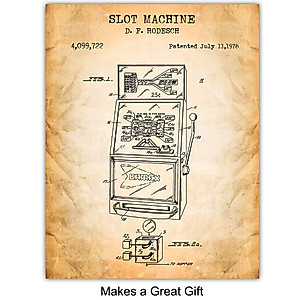 Las Vegas Gambling Patent Art Prints Vintage Wall Art Poster Set - Chic Rustic Home Decor for Game Room, Office, Man Cave - Gift for Poker, Roulette, Blackjack, Slot Machine Fans, 8x10 Photo Unframed