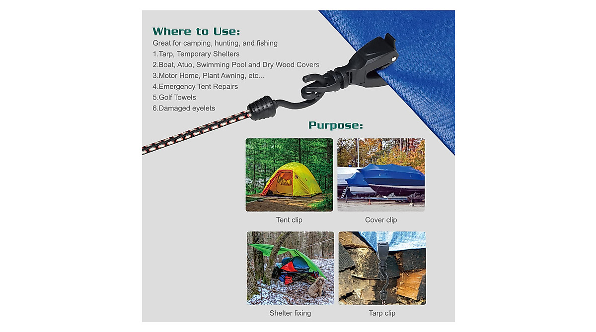 ORXPLUS One-Handed TARP Clips for Camping