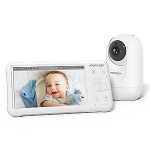 Momcozy Video Baby Monitor, 1080P 5" HD Baby Monitor with Camera and Audio, Infrared Night Vision, 5000mAh Battery, 2-Way Audio, Temperature Sensor, Lullabies and 960ft Range, Ideal for New Moms