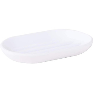 Umbra Touch Dish for Bathroom-Contemporary, Practical Molded Oval Soap Bar Holder for Bath Sink-Nicely Fits Into Amenity Tray-Easy to Clean, Highly Durable, 13 x 9 x 2 cm, White